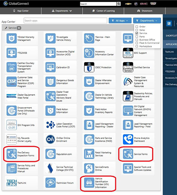 New Links to PDI Forms, Service Forms, VIN Cards – TechLink